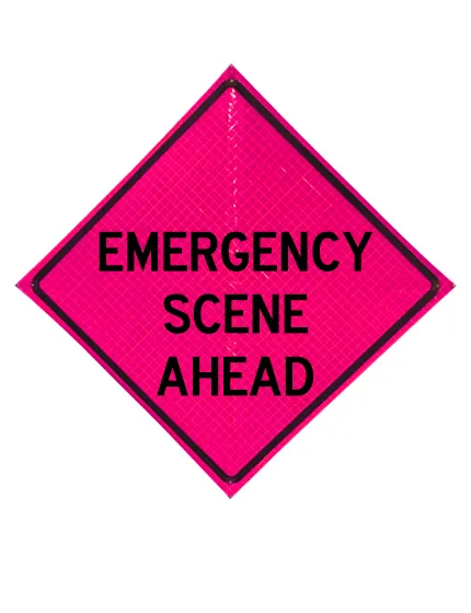 36" Heavy Duty Pink Reflective Roll Up Sign EMERGENCY SCENE AHEAD | RU ...