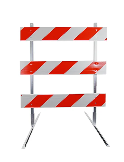 6' Standard Type 3 Barricade-63" Tall Galvanized Steel Frame & Three 6 ...