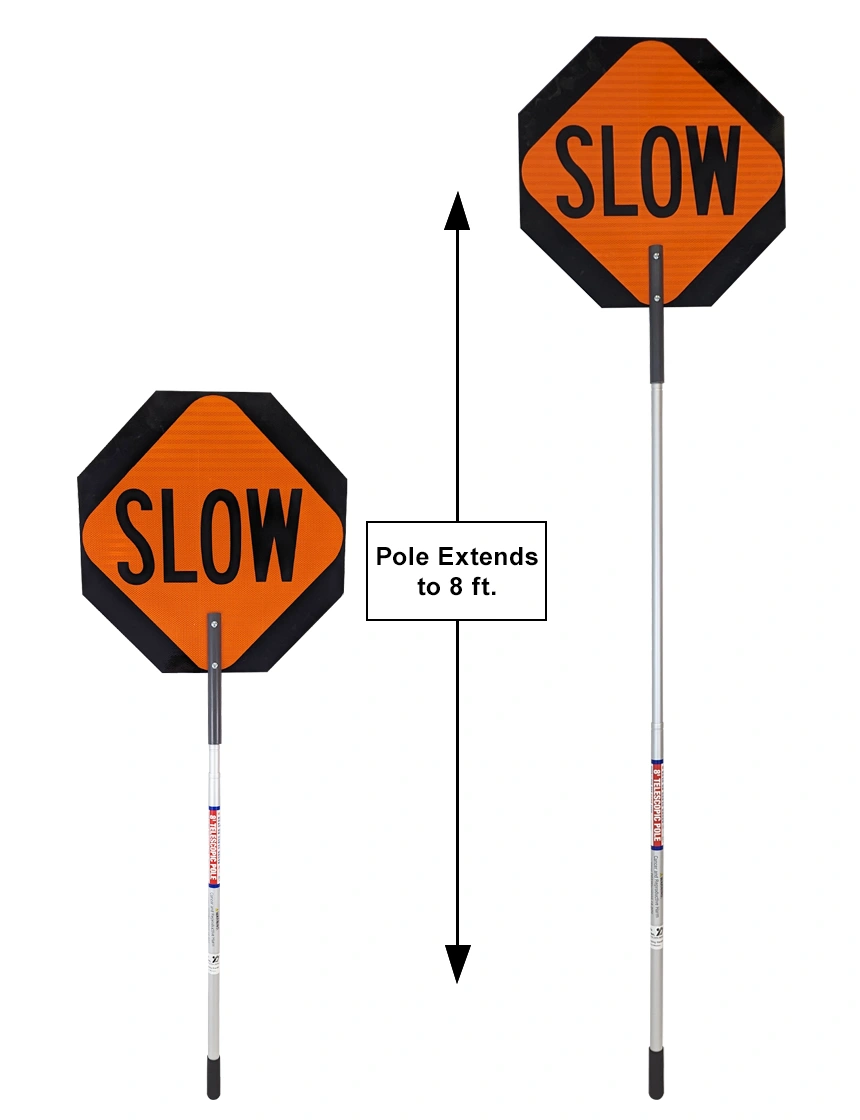 24" Reflective Sign w/ Telescoping Aluminum Handle | STOP-SLOW 24 EG ...