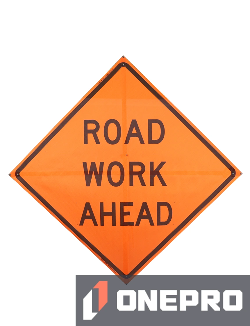 Road Work Ahead - 48" x 48" Mesh Roll Up Construction Signs - W20-1