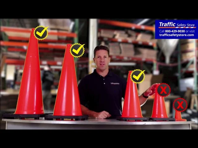 Orange 36" 12 lbs JBC Black Base Traffic Cone w/ Single 6" | TSS