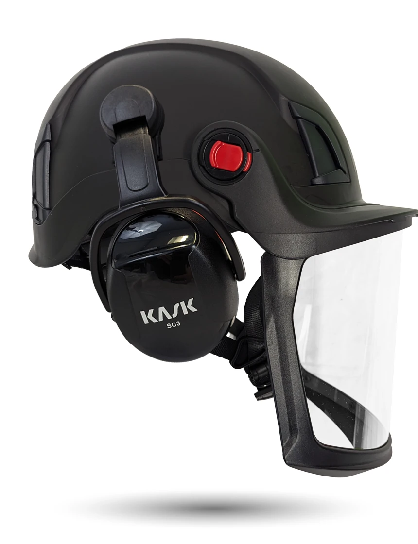 Black KASK Zenith Helmet Full Visor Orange Muffs High Noise | 097-210-FFV(CLR)-EM(ORG) | Traffic ...