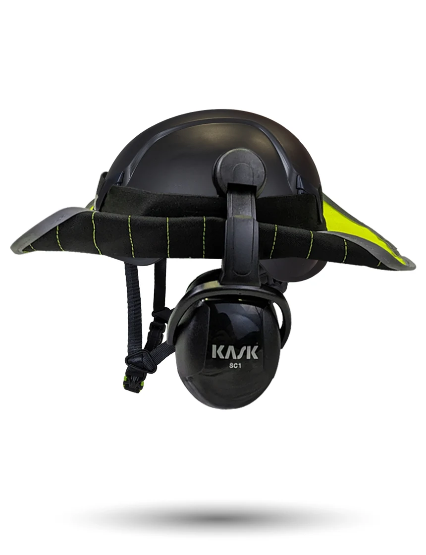 Black KASK Zenith X2 ANSI Safety Helmet with Green Ear Muffs (Low to ...