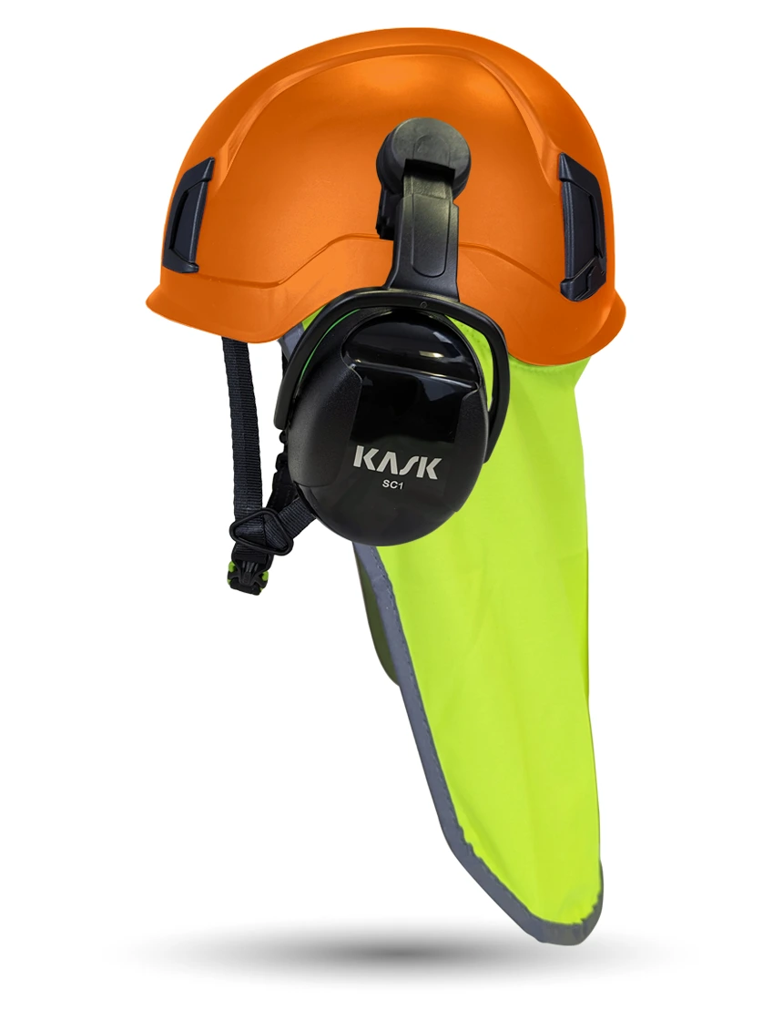Orange KASK Zenith X2 ANSI Safety Helmet with Green Ear Muffs (Low to ...