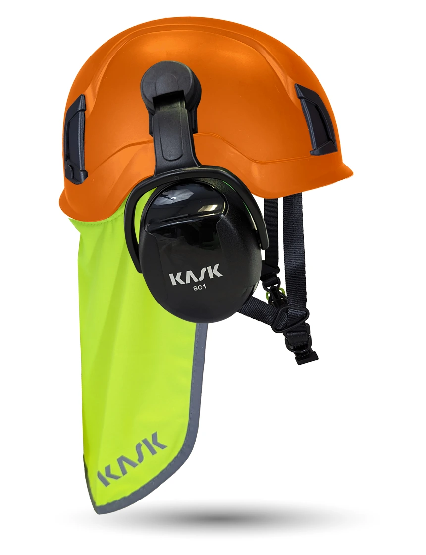 Orange KASK Zenith X2 ANSI Safety Helmet with Green Ear Muffs (Low to ...
