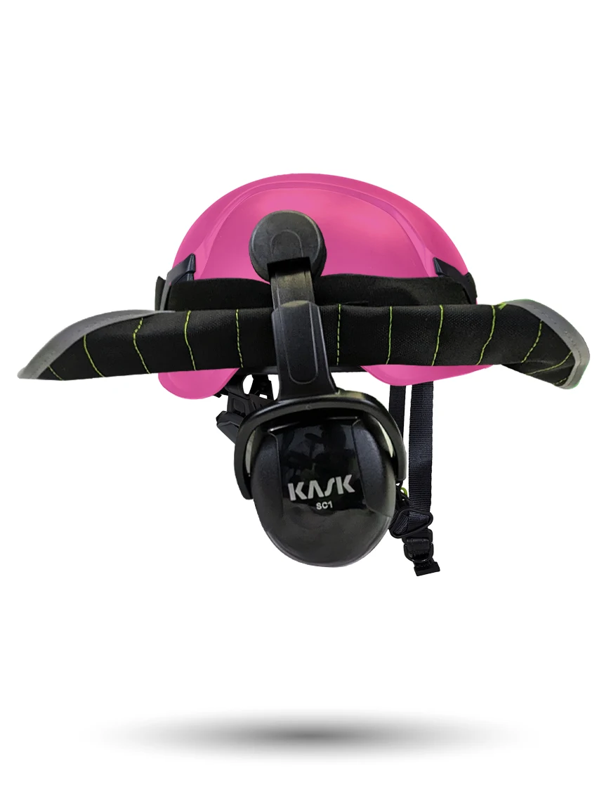 Pink KASK Zenith X2 Helmet, Green Muffs, Yellow Sun Shield | 097-214-EM ...