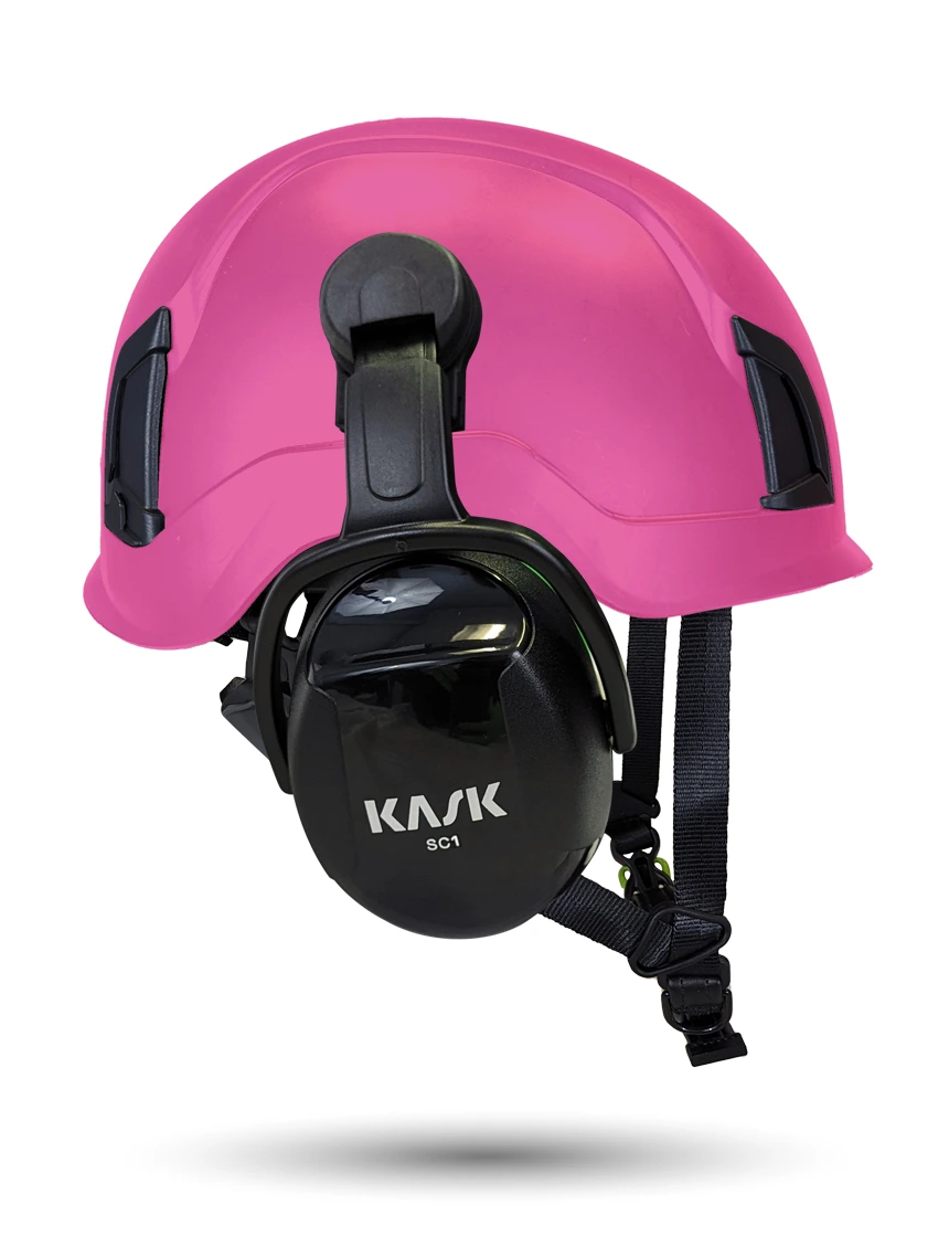 Pink KASK Zenith X2 ANSI Safety Helmet with Green Ear Muffs (Low to ...