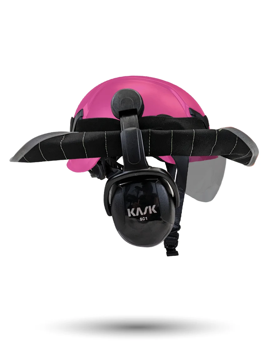 Pink KASK Zenith X2 Helmet w/Half Visor, Smoke Lens, Muffs, Sun Guard ...