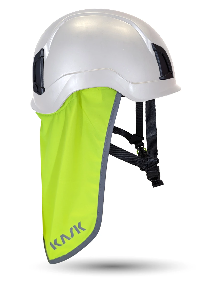 White KASK Zenith X2 ANSI Safety Helmet with 10" Neck Protector (Yellow ...