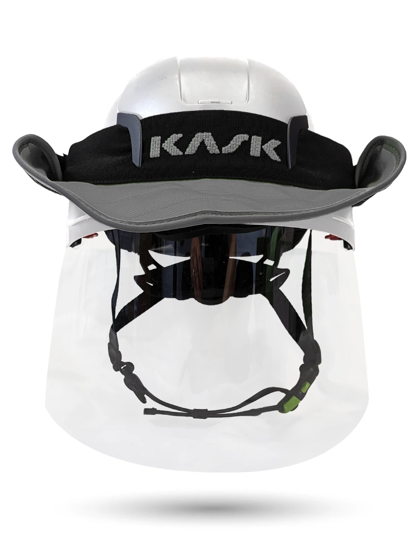 White KASK Zenith X2 ANSI Safety Helmet with Full-Face Shield & Brim ...