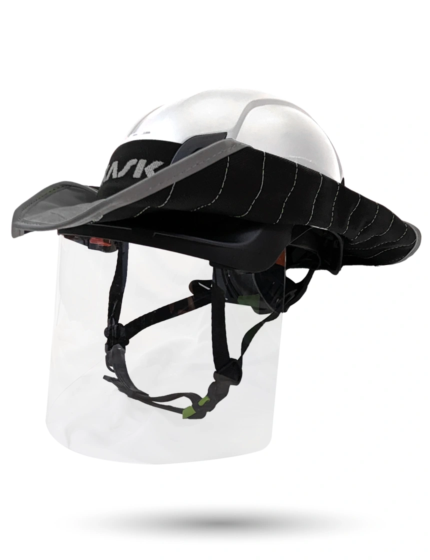 White KASK Zenith X2 ANSI Safety Helmet with Full-Face Shield & Brim ...
