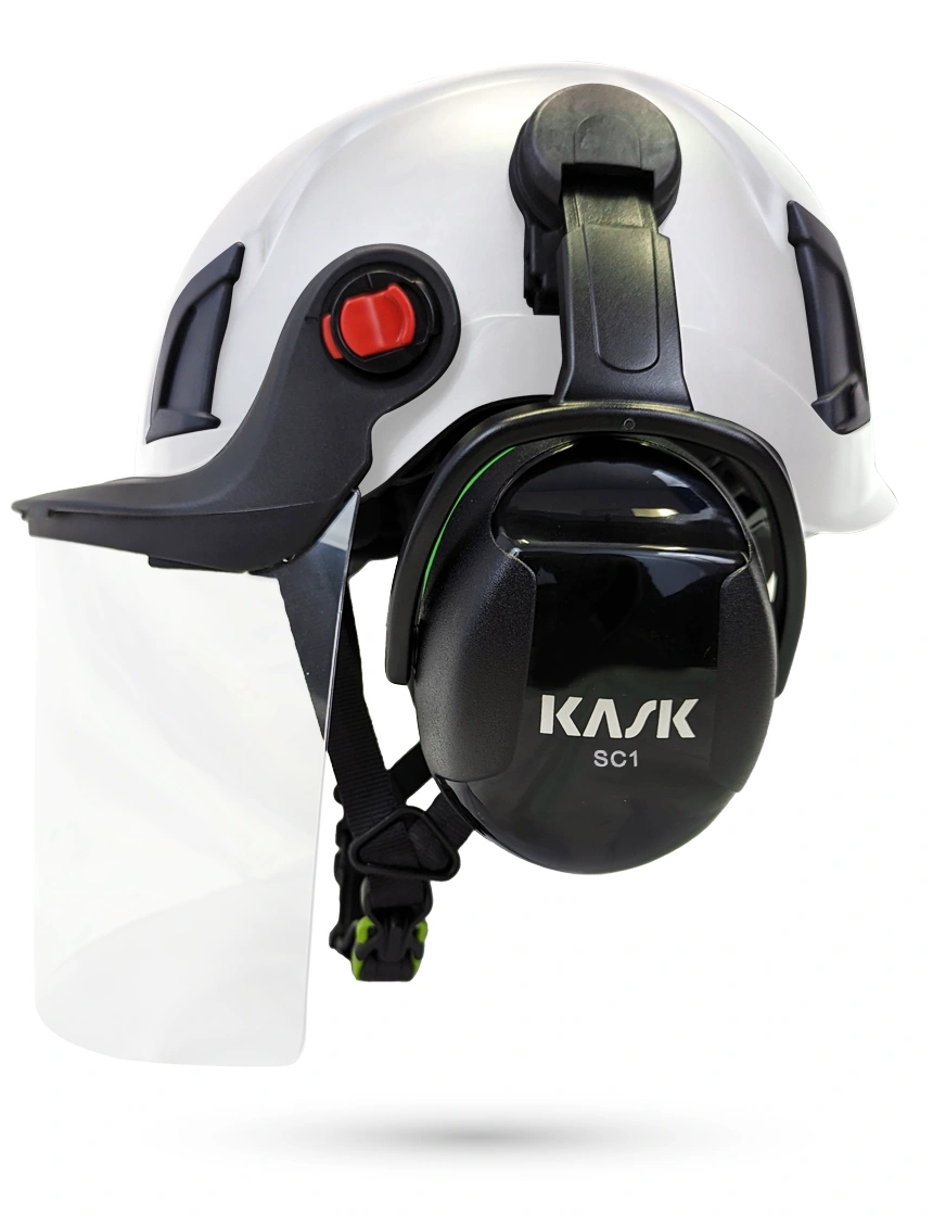 White KASK Zenith X2 ANSI Safety Helmet with Full-Face Shield & Brim ...