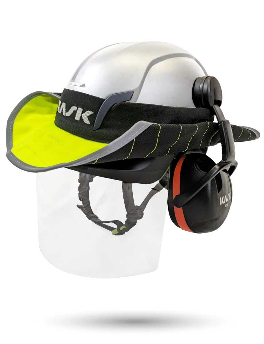 White KASK Zenith X2 ANSI Safety Helmet with Full-Face Shield & Brim ...