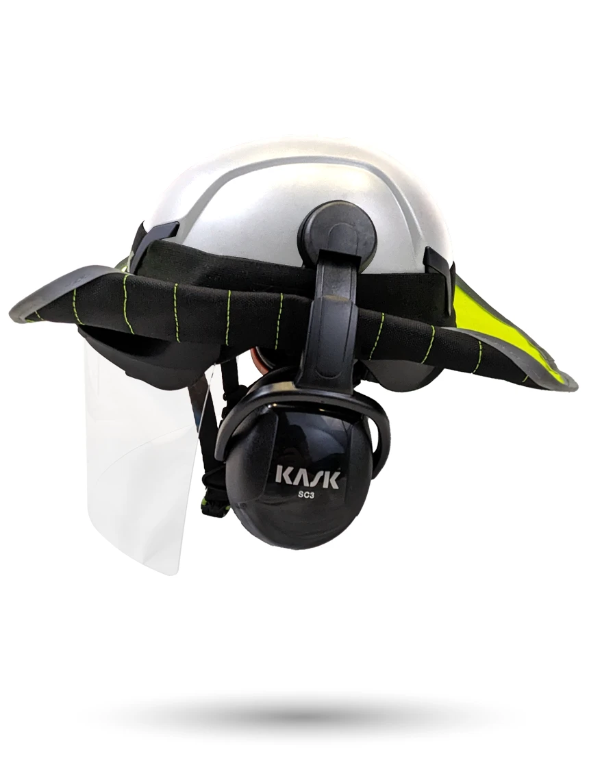 White KASK Zenith X2 ANSI Safety Helmet with Full-Face Shield & Brim ...