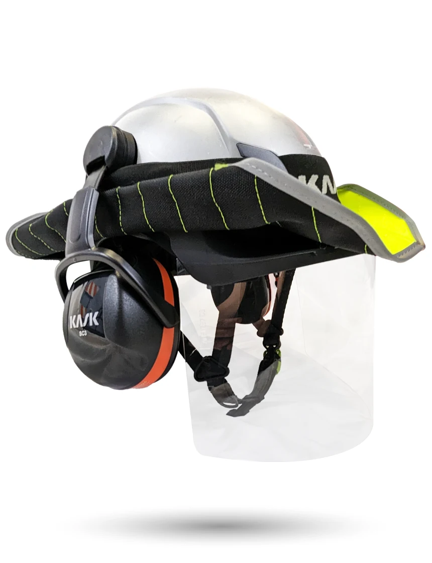 White KASK Zenith X2 ANSI Safety Helmet with Full-Face Shield & Brim ...