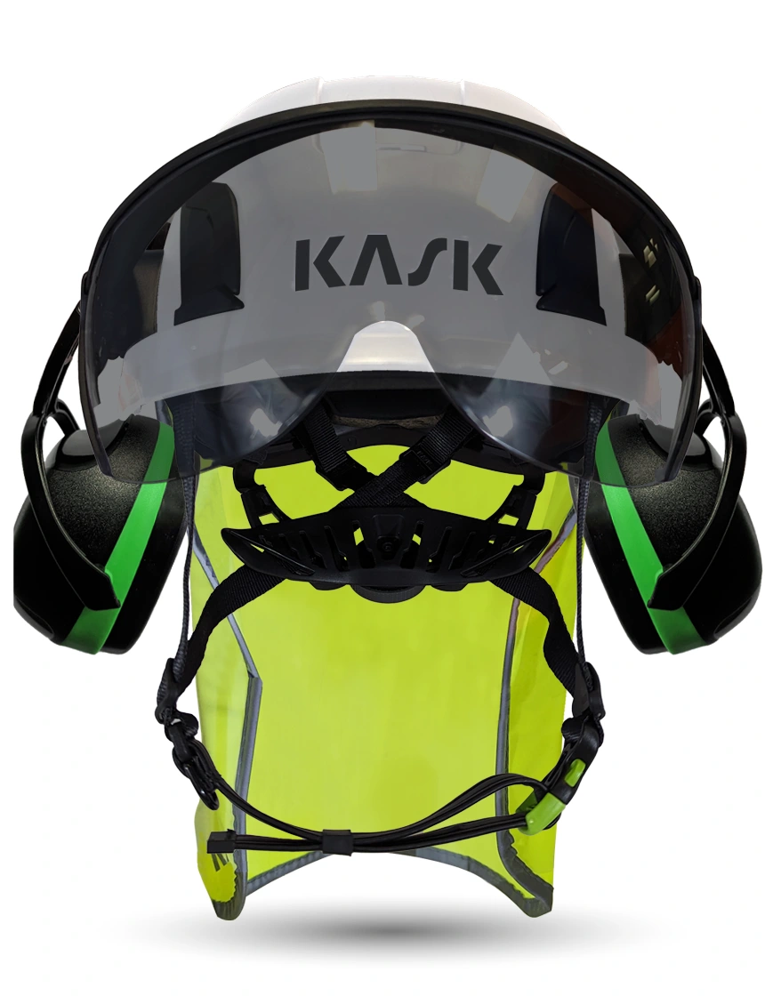 White KASK Zenith X2 ANSI Safety Helmet with Half-Face Visor Kit (Smoke ...