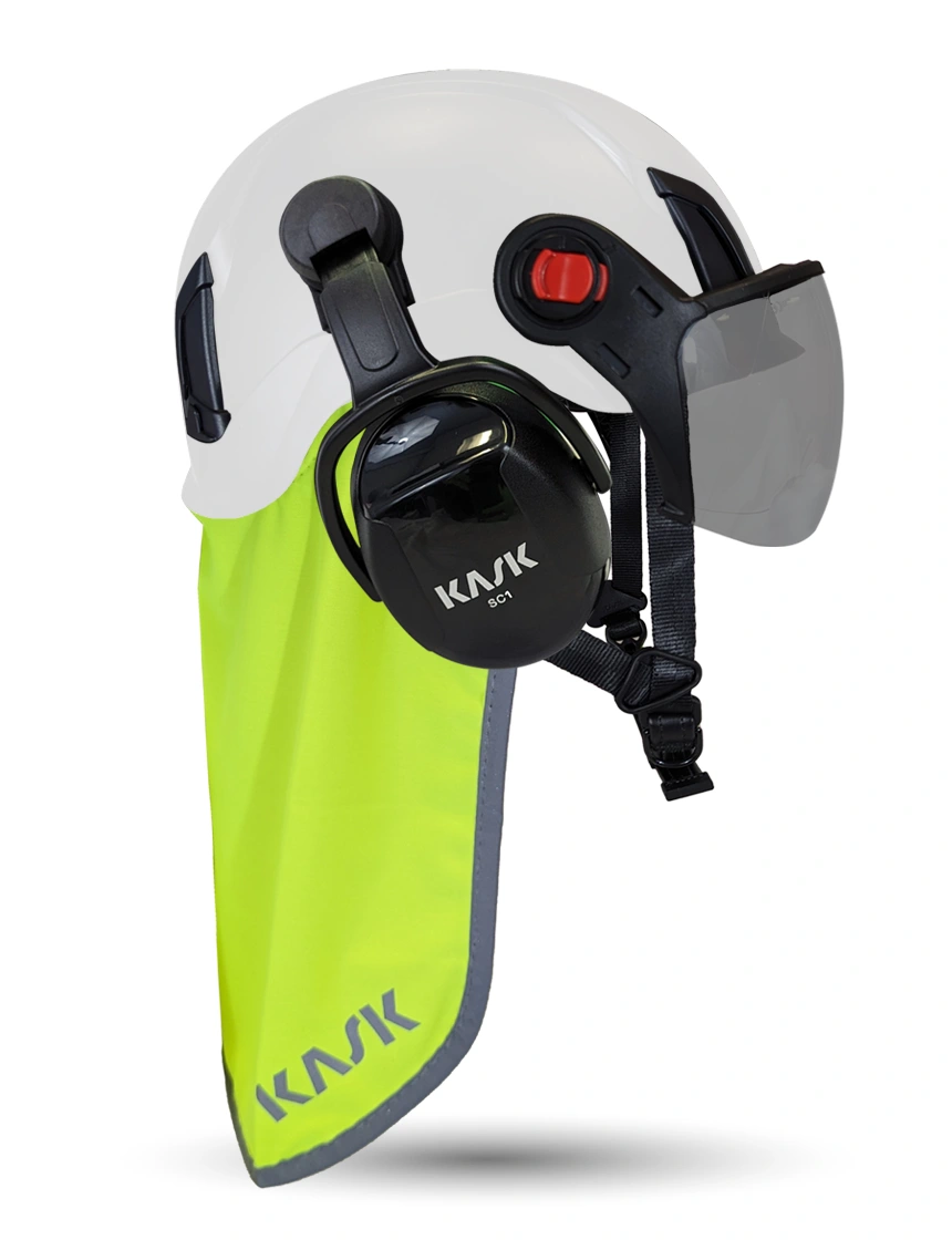 White KASK Zenith X2 ANSI Safety Helmet with Half-Face Visor Kit (Smoke ...