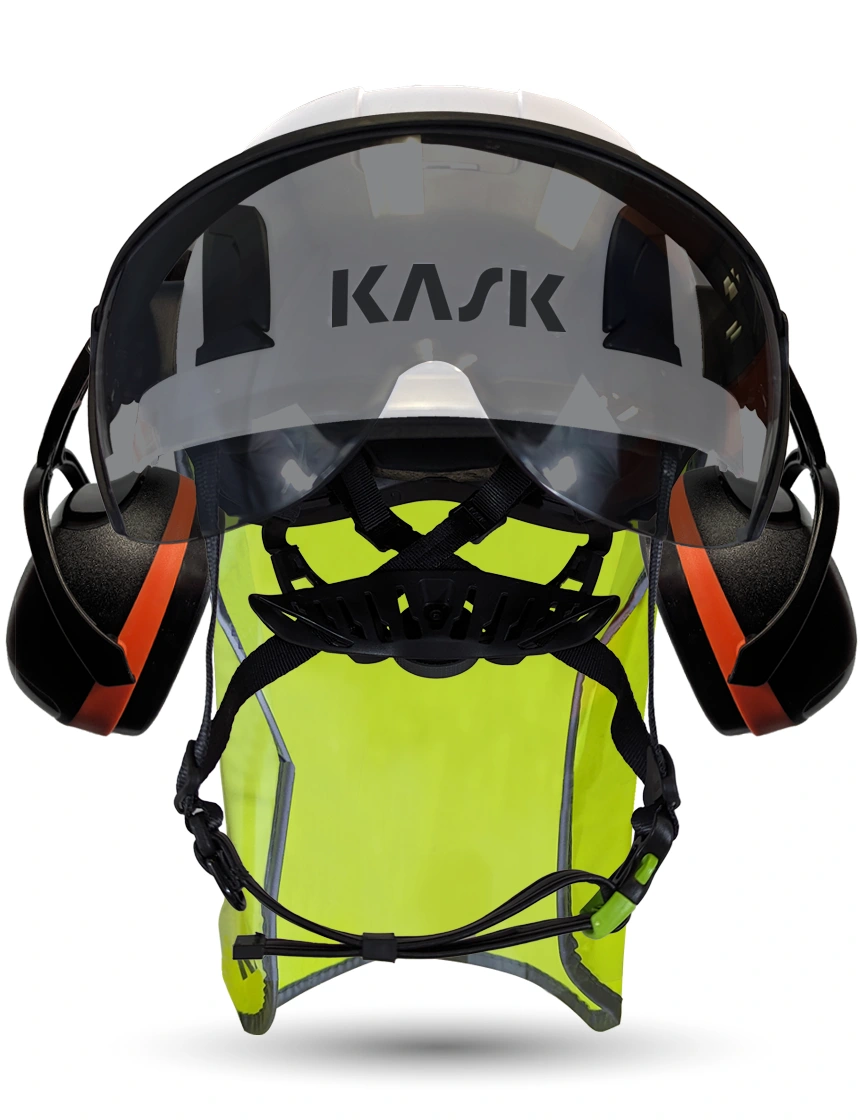 White KASK Zenith X2 ANSI Safety Helmet with Half-Face Visor Kit (Smoke ...