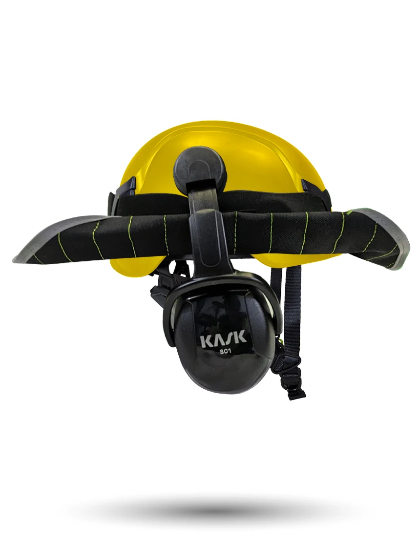 Yellow Kask Zenith X2 ANSI Safety Helmet with Green Ear Muffs (Low to ...