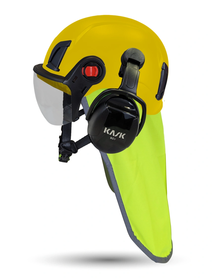 Yellow KASK Zenith X2 Helmet w/Half Shield, Visor Kit, Muffs & Neck ...