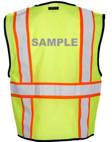 S-M Lime Four (4) Pocket Contrasting Mesh Class 2 Vest w/ Reflective ...