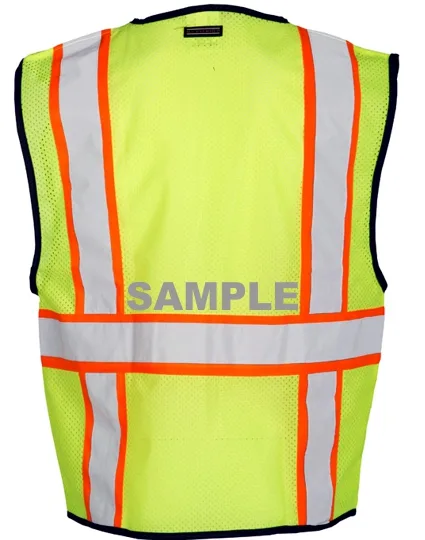 S-M Lime Four (4) Pocket Contrasting Mesh Class 2 Vest w/ Reflective ...