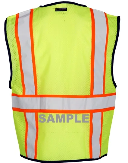 S-M Lime Four (4) Pocket Contrasting Mesh Class 2 Vest w/ Reflective ...