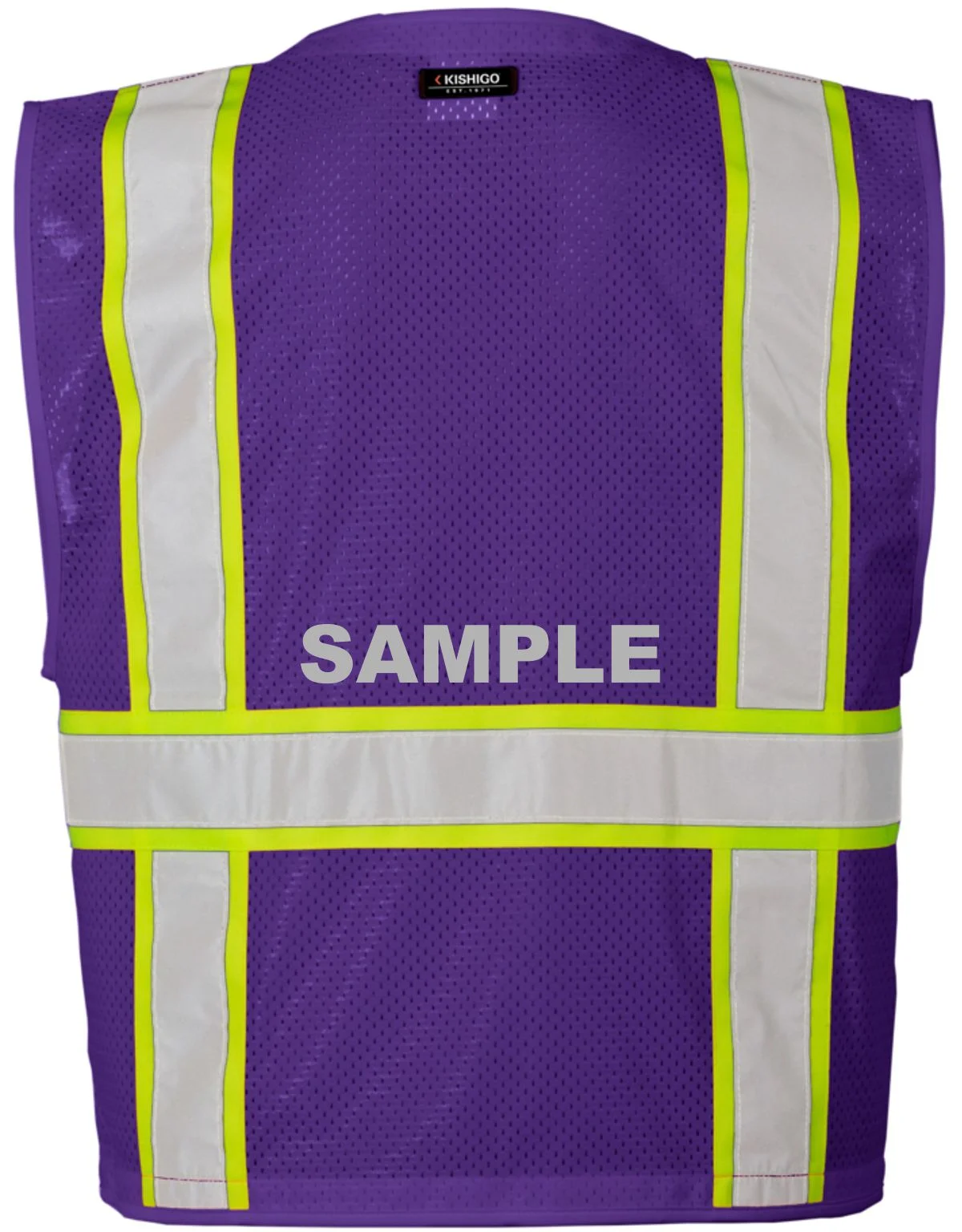 Purple Enhanced Visibility Multi Pocket Mesh Vest L-XL w/Custom ...