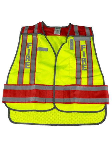 Lime & Red PSV Vest, FIRE Lettering, M-XL, Custom Reflective | V4003BVM ...