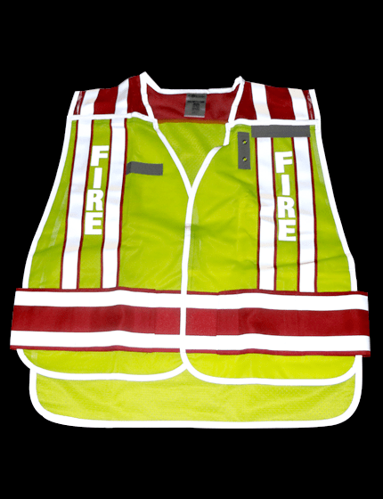 Lime & Red PSV Vest, FIRE Lettering, M-XL, Custom Reflective | V4003BVM ...