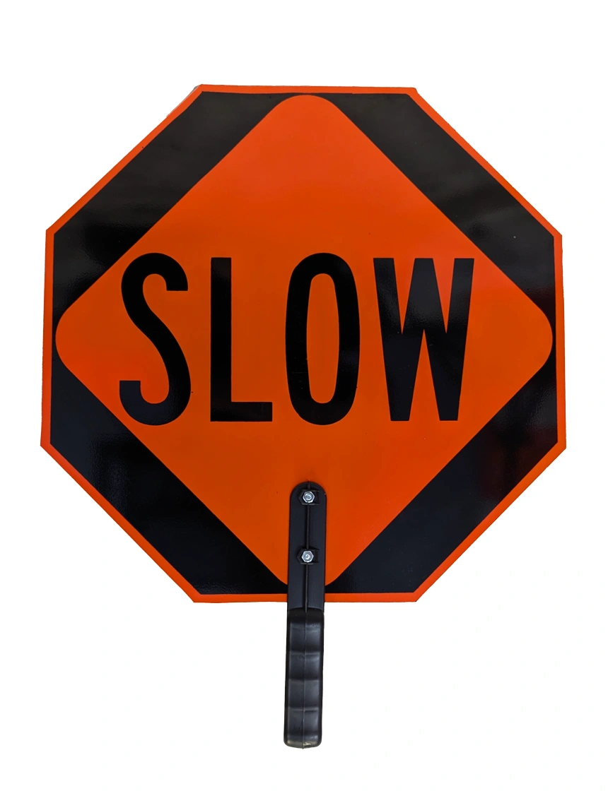 Heavy-Duty 18" EG Reflective STOP/SLOW Paddle with 9" Polygrip Plastic ...