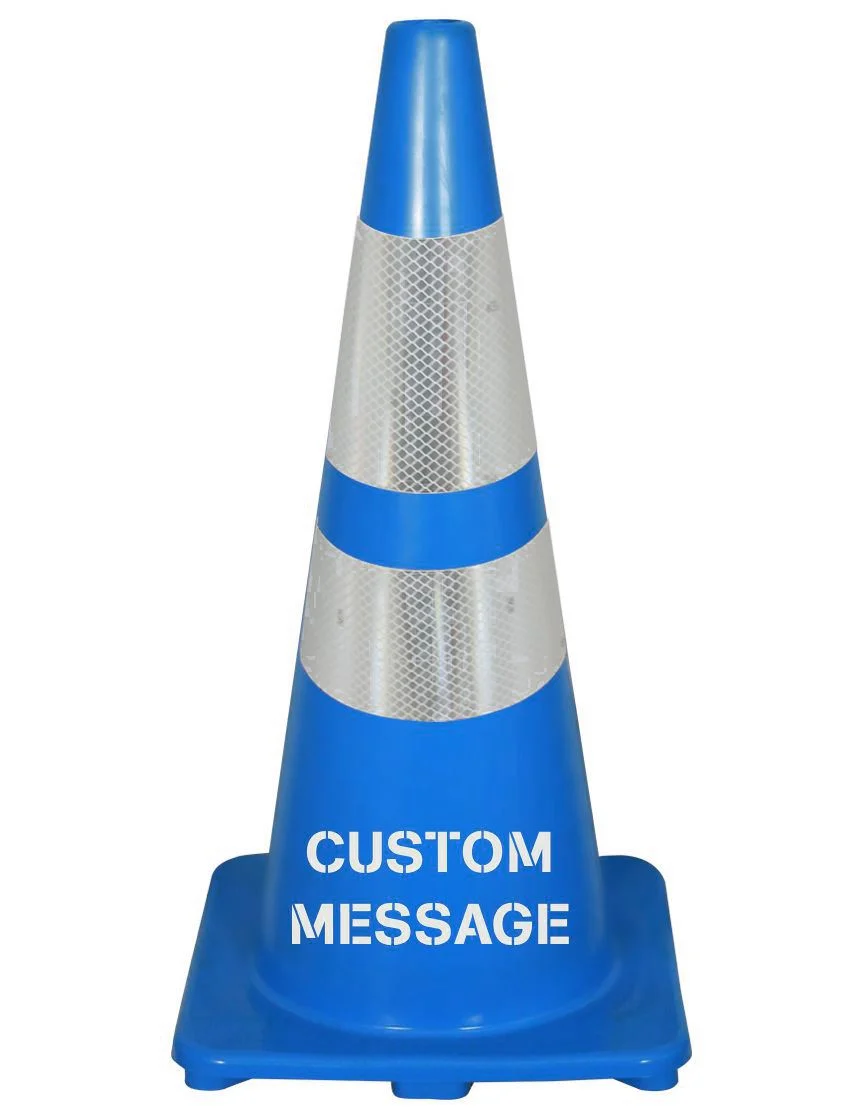 Blue 28" 5 lb Economy Traffic Cone with 6" & 4" Reflective Collars ...