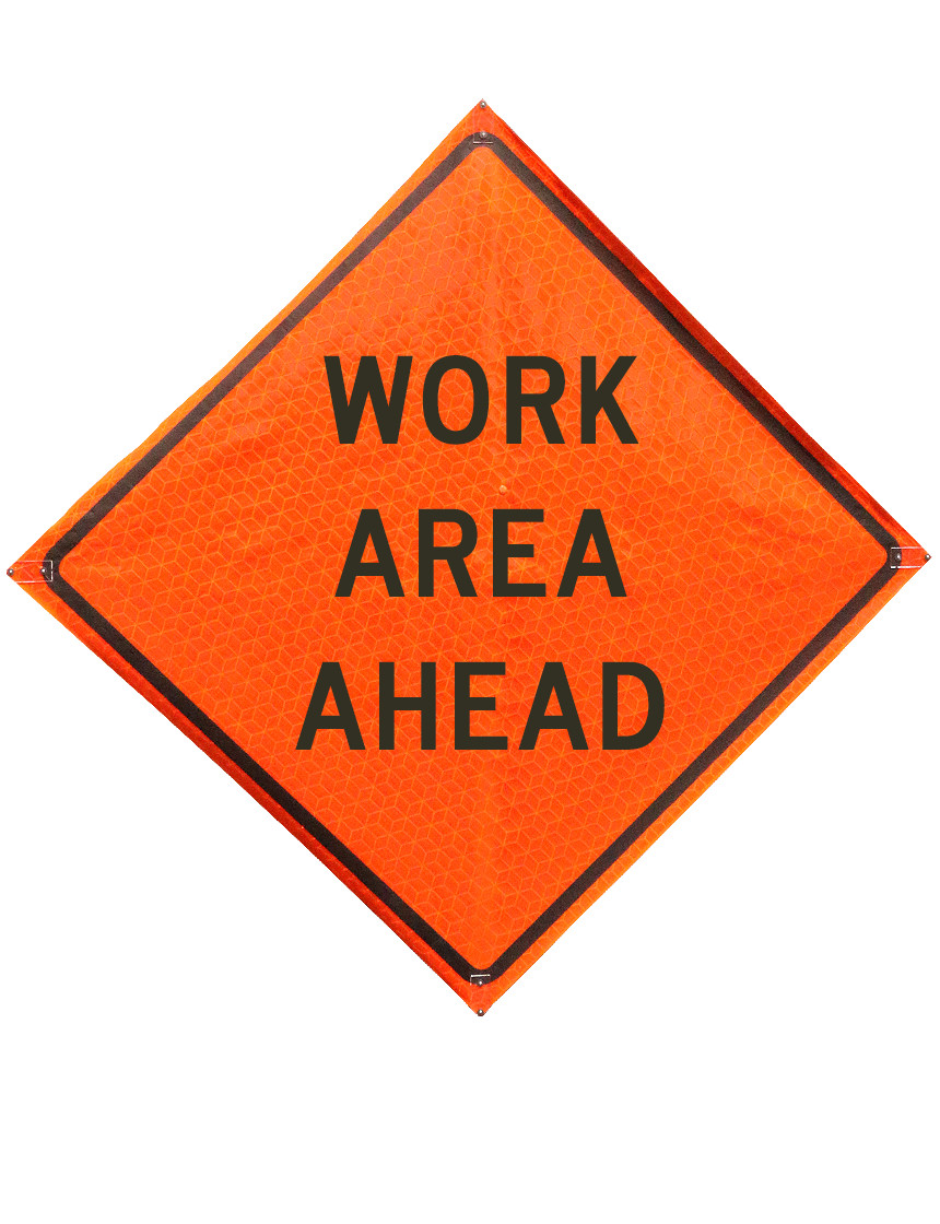 48" Heavy Duty Marathon Reflective Roll Up Sign WORK AREA AHEAD | RU-48 ...