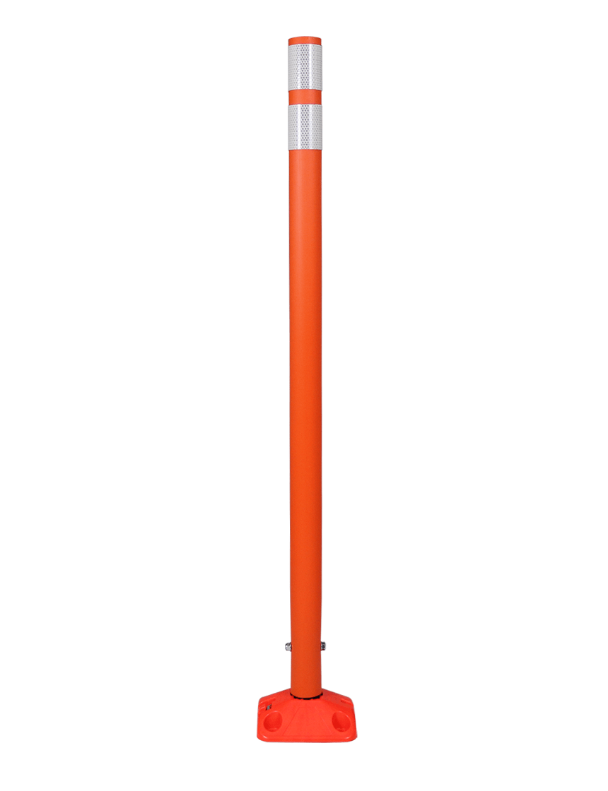 48" Orange Round Delineator w/ Orange Base & 2 White Reflective Collars ...