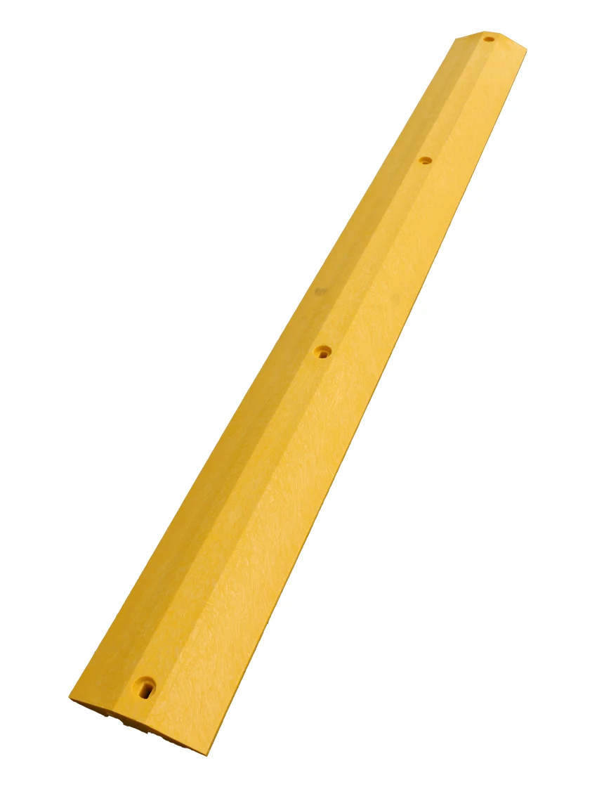 8' Yellow 'Economy' Recycled Plastic Speed Bump with 14" Galvanized ...