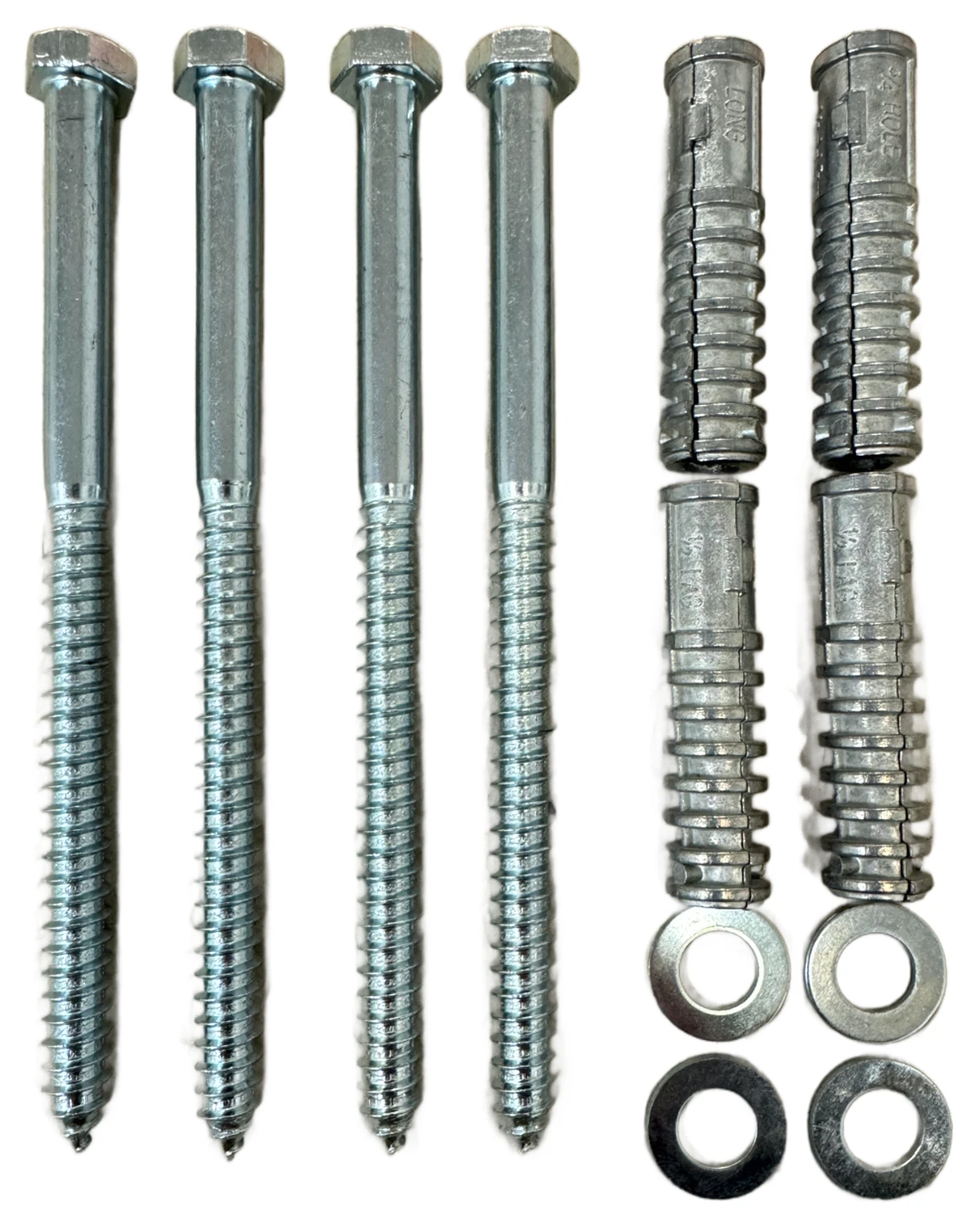 8" x 1/2" Lag Bolts & Anchors for Parking Block Installation - Bag of ...