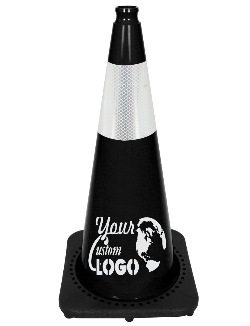 28" Black VALET Traffic Cones | CRBLK28RC64S-VALET | Traffic Safety Store