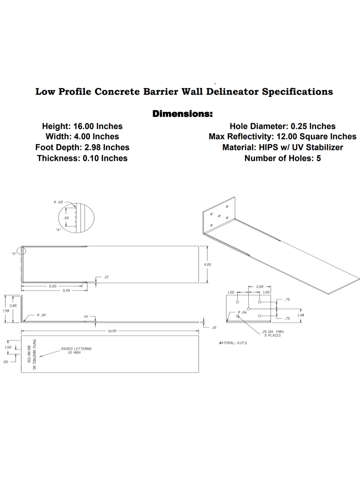 Box of 50 Low-Profile White Barrier Reflectors, Reflective Sheeting ...