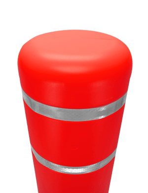 7" x 52" Red Bollard Cover with two White Reflective Stripes ...