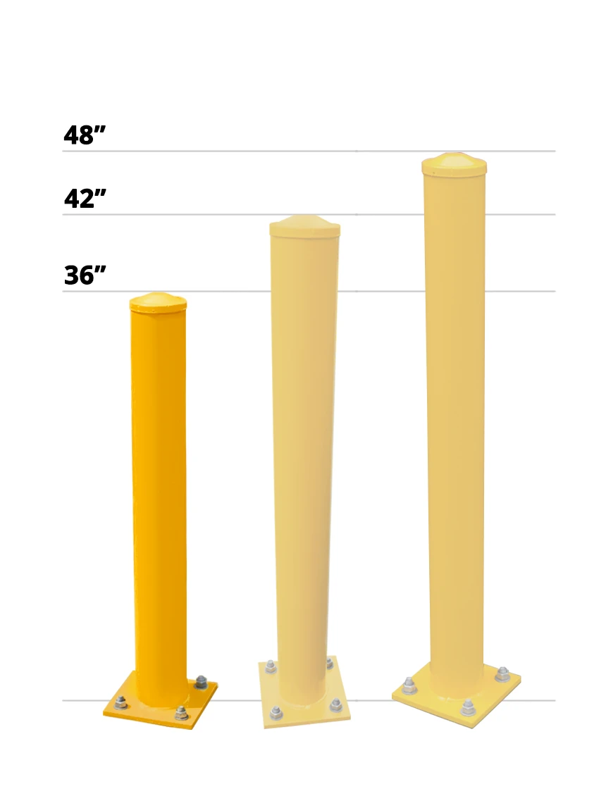 36" Steel Bollard w/ Yellow Powder Coat & 8" Square Base | BOLGS36SQR ...