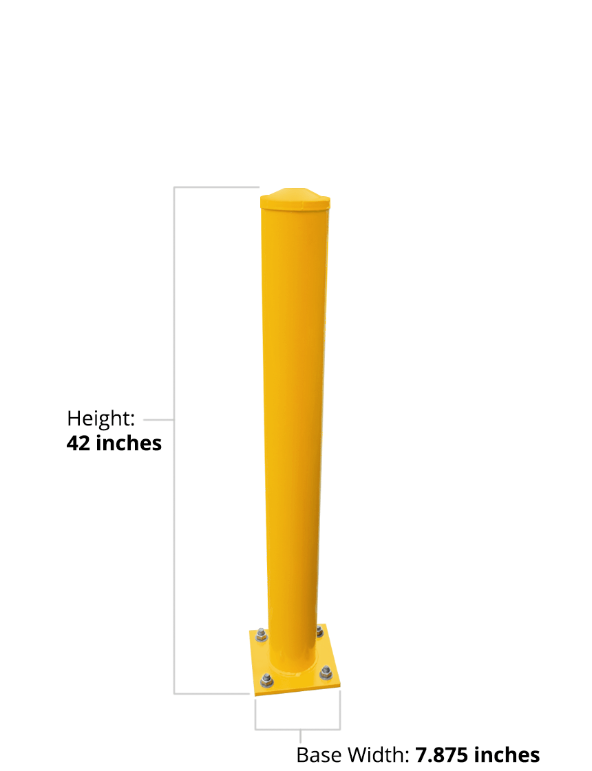 42" Steel Bollard w/ Safety Yellow Powder Coating | BOLGS42SQR ...