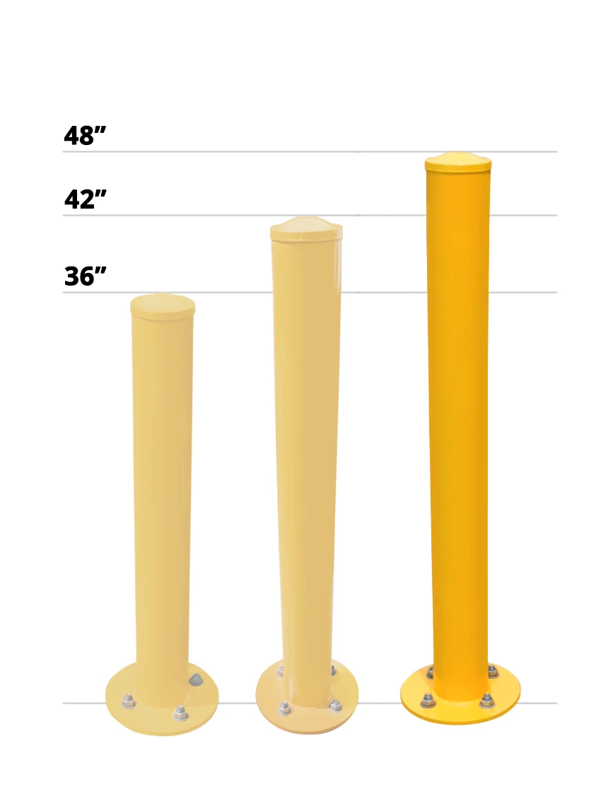 48" Steel Bollard w/ Yellow Powder Coat & Round Base | BOLPC48RND ...
