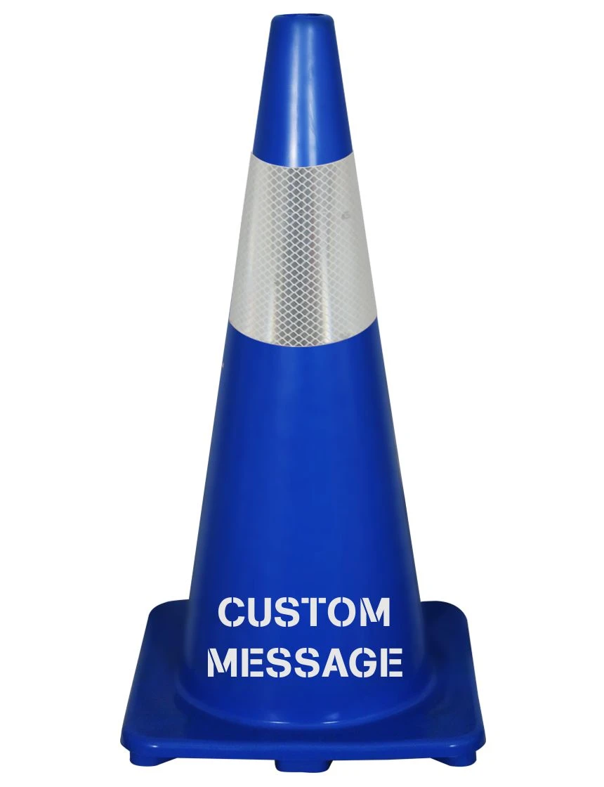 Blue 28" 5 lb Economy Traffic Cone with 6" Reflective Collar and ...