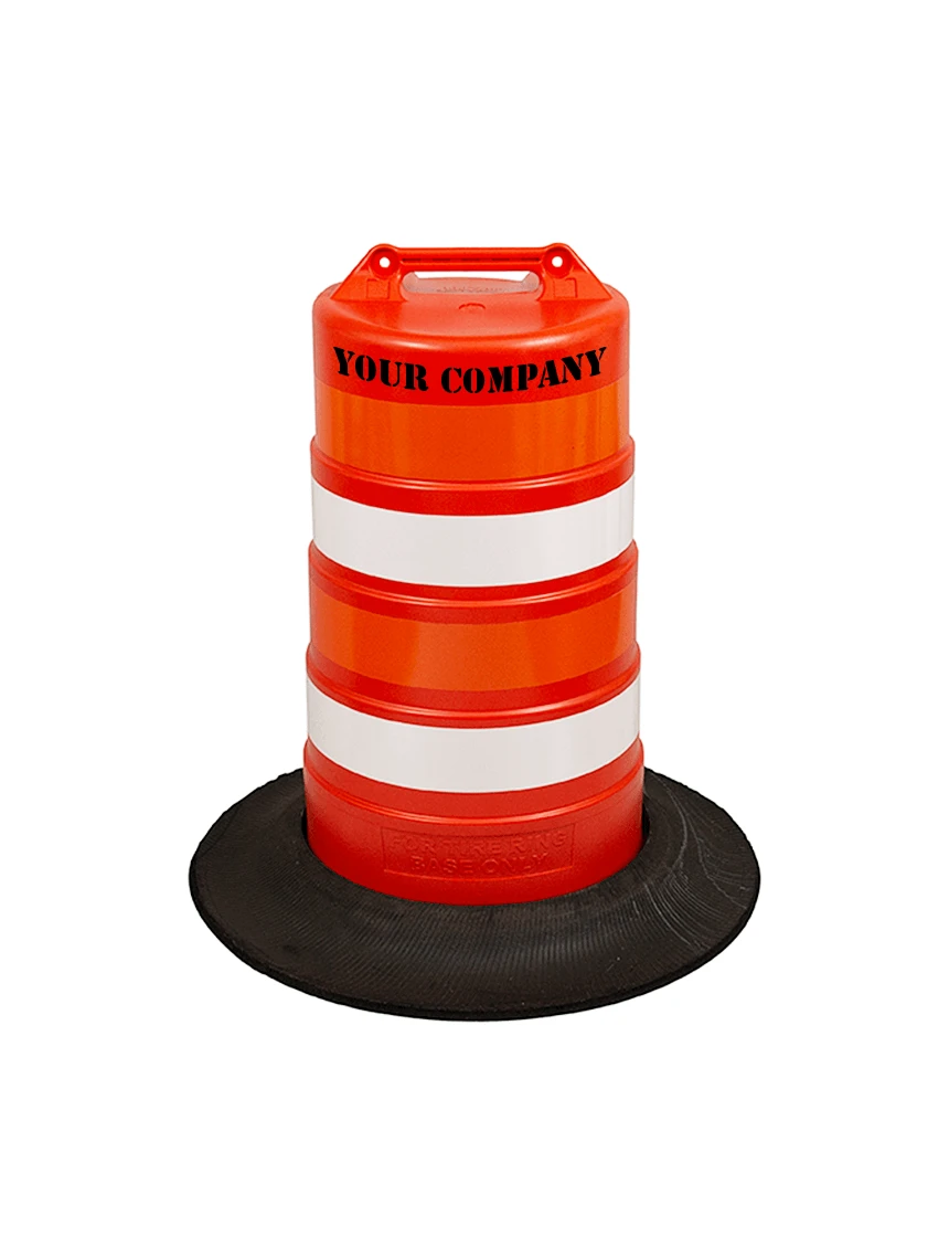 37" Tall Channelizer Drum w/Four 4" EG Ref Stripes,Recycled Tire Base ...