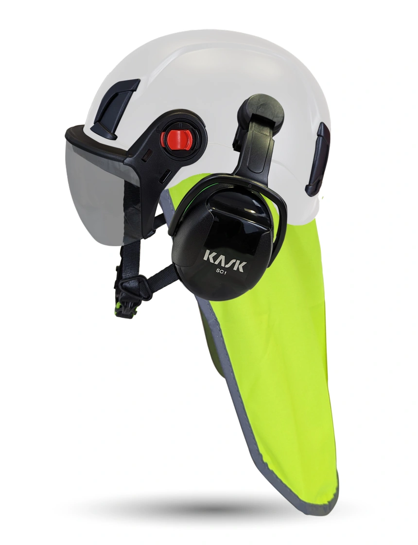 White KASK Zenith X2 ANSI Safety Helmet with Half-Face Visor Kit (Smoke ...