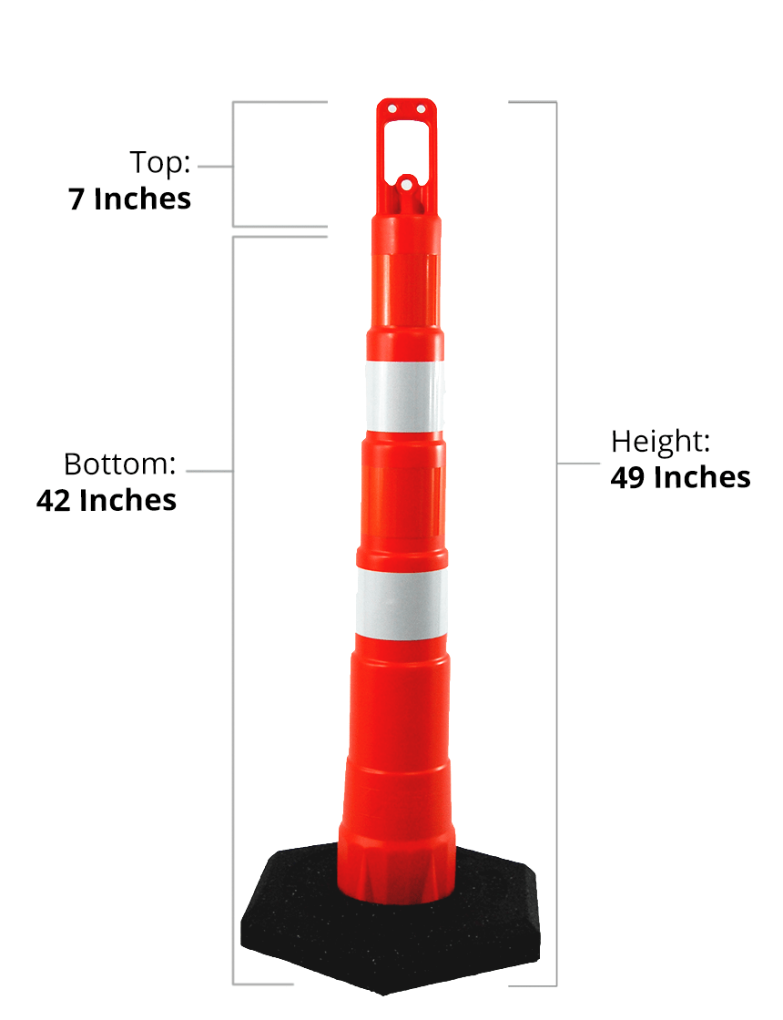 42" Channelizer Cone w/Four (4) 4" EG Reflective Collar,16 Lb. Recycled ...
