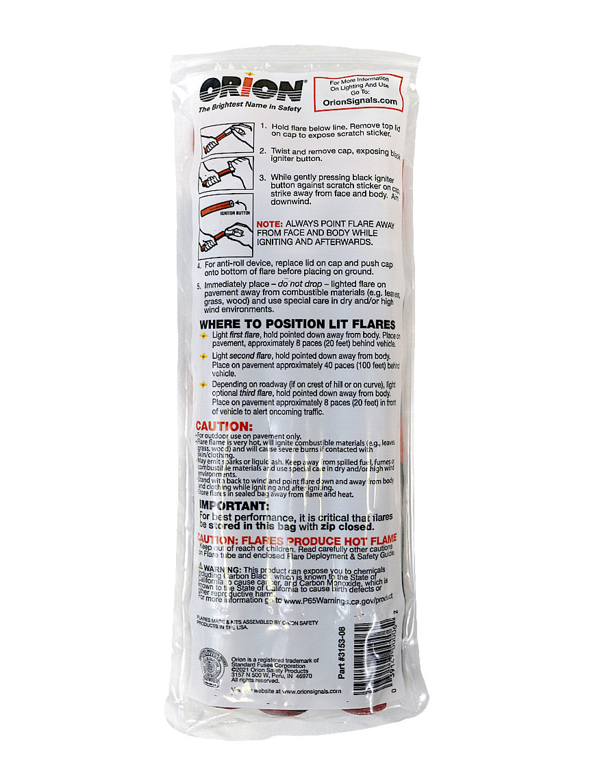 Three pack of 15 minute ORION road flares | ORION3153-08 | Construction ...