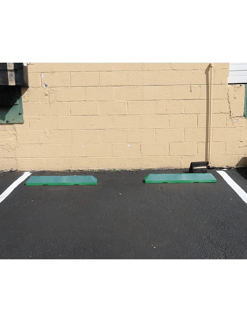 3' ev green commercial parking block with 14 inch rebar steel spikes ...