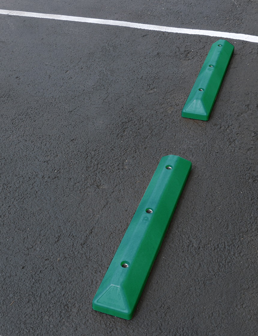 3' ev green commercial parking block with 12 inch steel spikes | PBC3ES ...