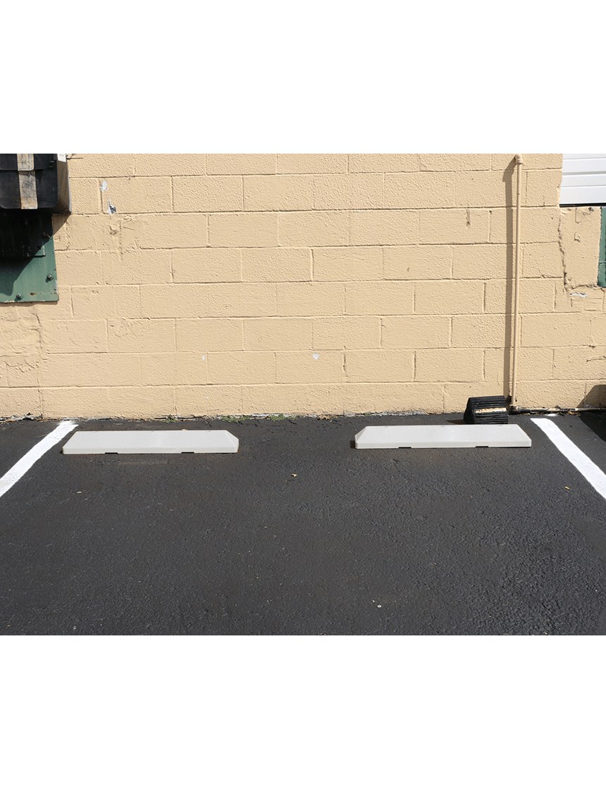 3' white commercial parking block with 12 inch steel spikes | PBC3WS ...